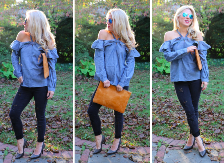Denim Off the Shoulder Top - Stylish Life for Moms