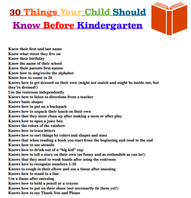 Getting Ready For Kindergarten 30 Things Every Child Should Know