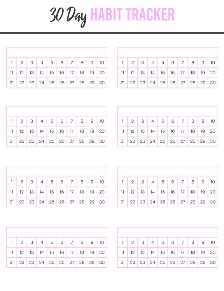 Habit Tracker Printable for 30 Days - Stylish Life for Moms