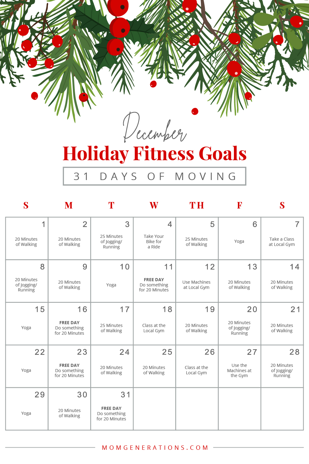 December Fitness Goals - 31 Days of MOVING - Stylish Life for Moms