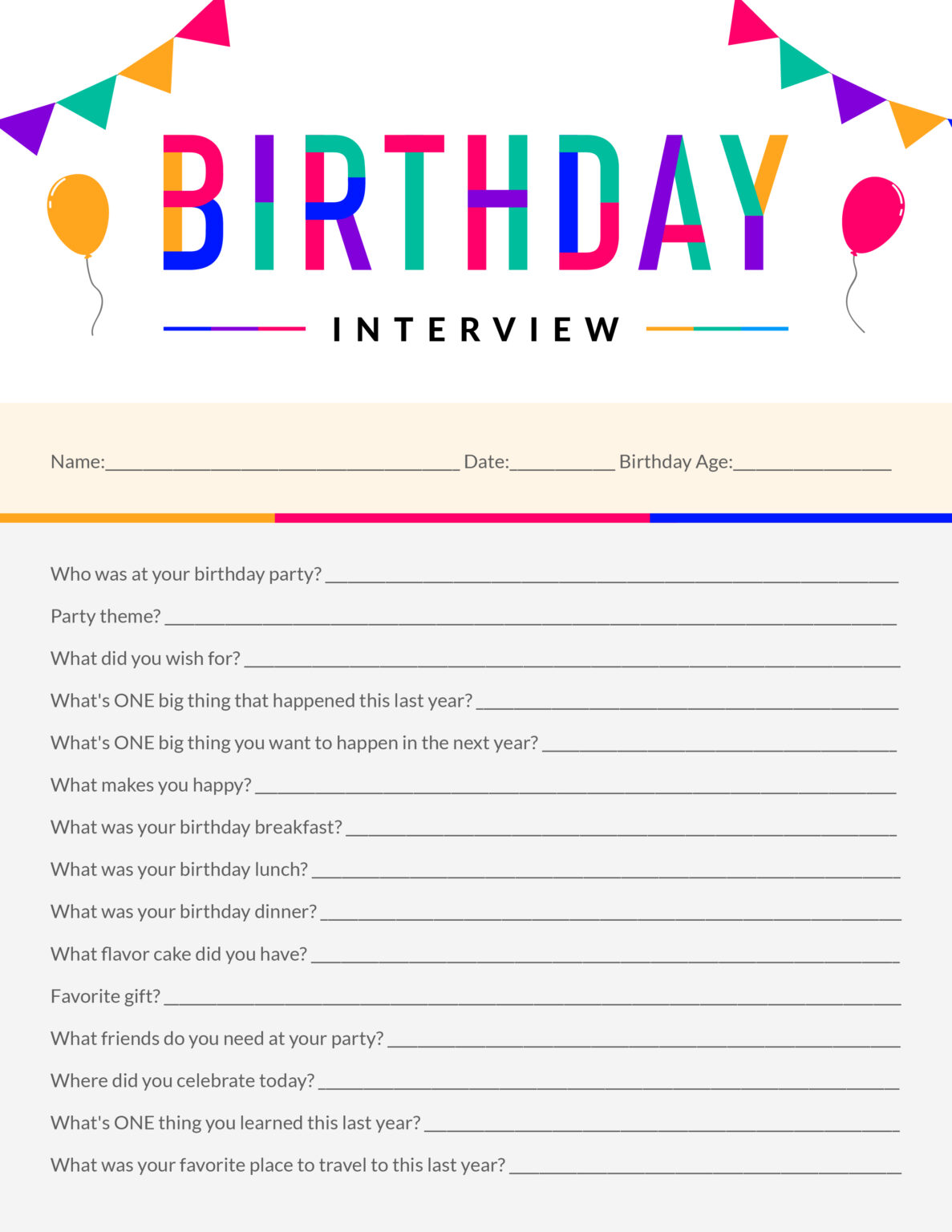 Birthday INTERVIEW Questions for Kids - Stylish Life for Moms