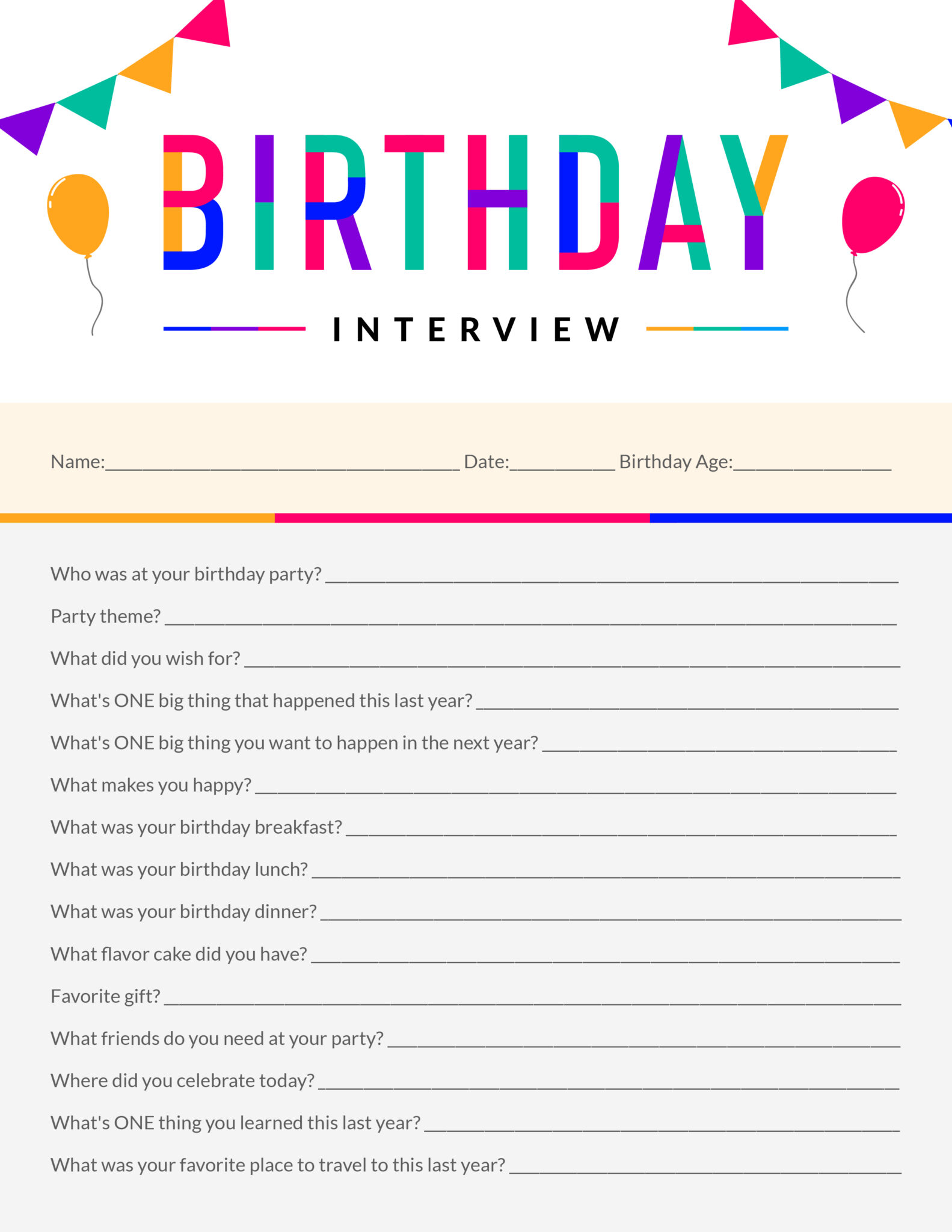 Birthday INTERVIEW Questions for Kids - Stylish Life for Moms