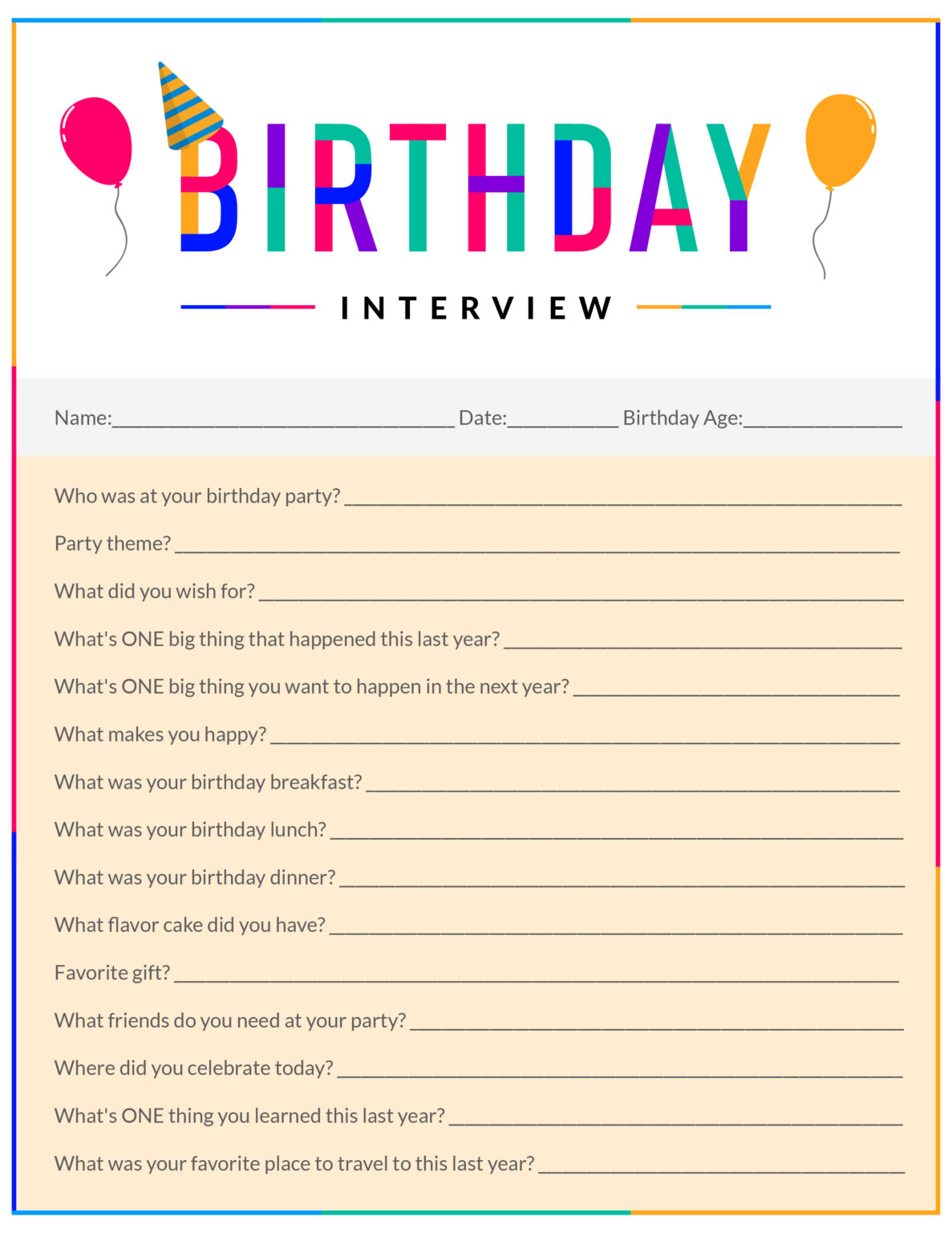 Birthday INTERVIEW Questions for Kids - Stylish Life for Moms