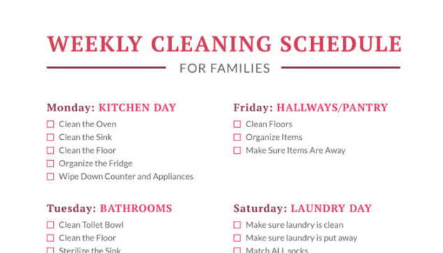 Weekly Cleaning Routine for Families - Stylish Life for Moms