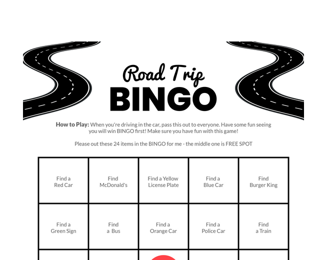 Road Trip BINGO - Stylish Life for Moms