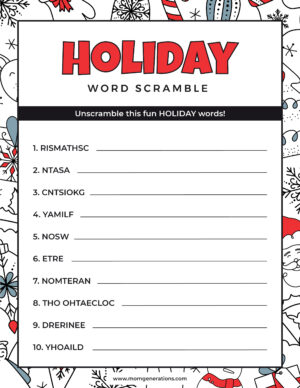 Holiday Word Scramble - Stylish Life for Moms