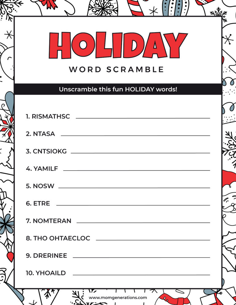 Holiday Word Scramble - Stylish Life for Moms