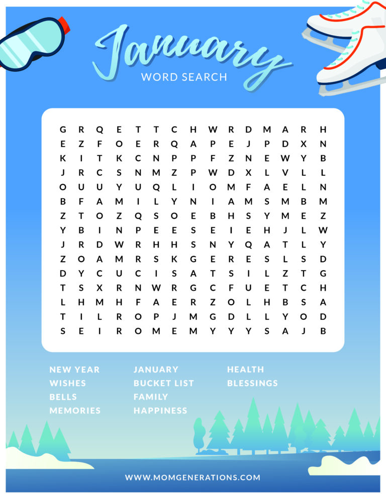 January Word Search Printable for Kids - Stylish Life for Moms