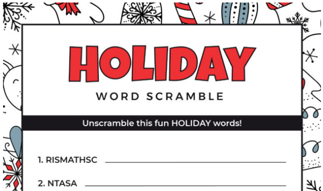 Holiday Word Scramble - Stylish Life for Moms