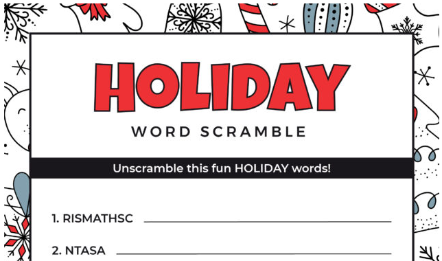 Holiday Word Scramble - Stylish Life for Moms