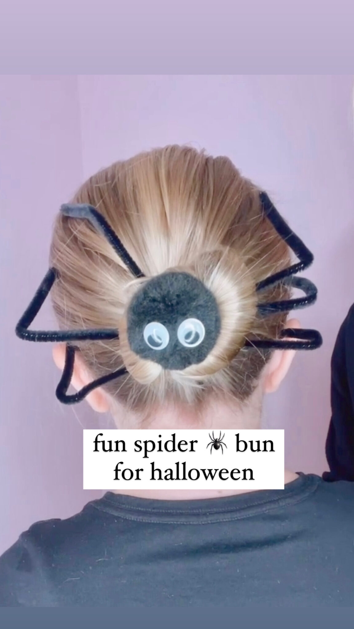 Cute Spider Bun Hair Tutorial for Halloween - Stylish Life for Moms
