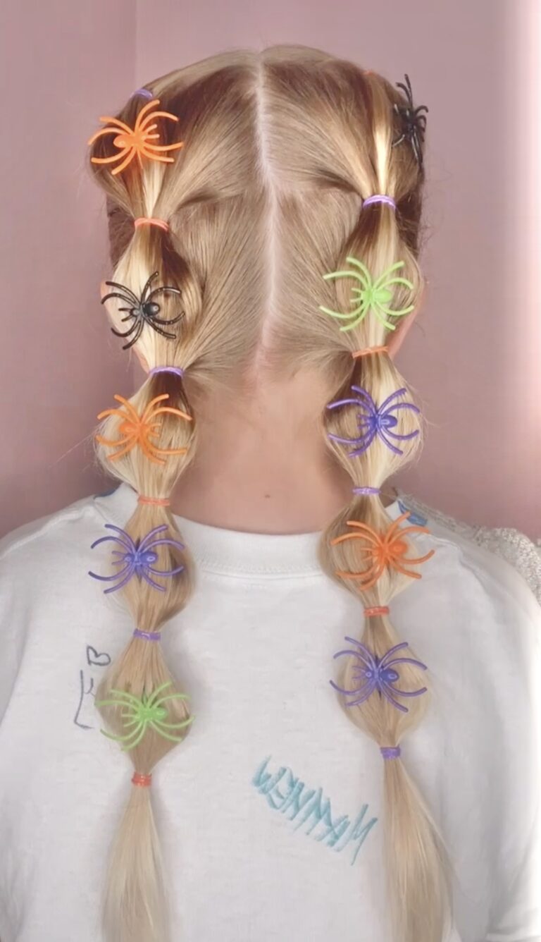 Easy Halloween Hairstyle - Bubble Braids - Stylish Life for Moms