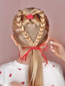 Heart Braid Hair Idea for Valentine's Day - Stylish Life for Moms